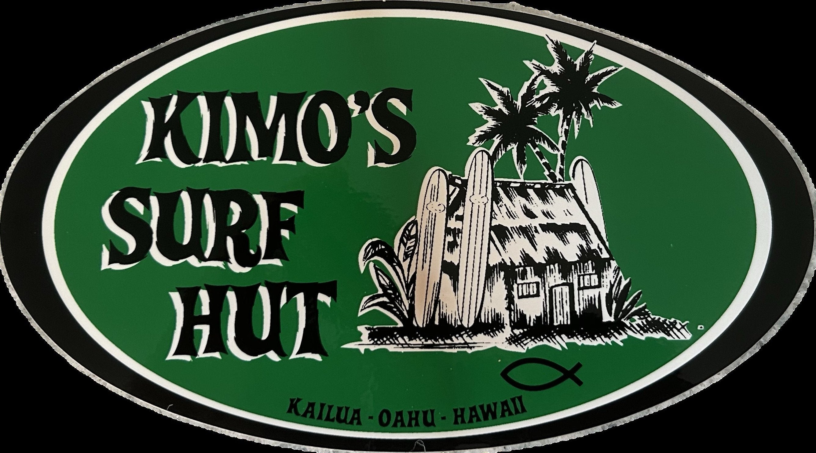 Kimo's Surf Hut Classic Oval Logo stickers, Vinyl Waterproof - FREE SH