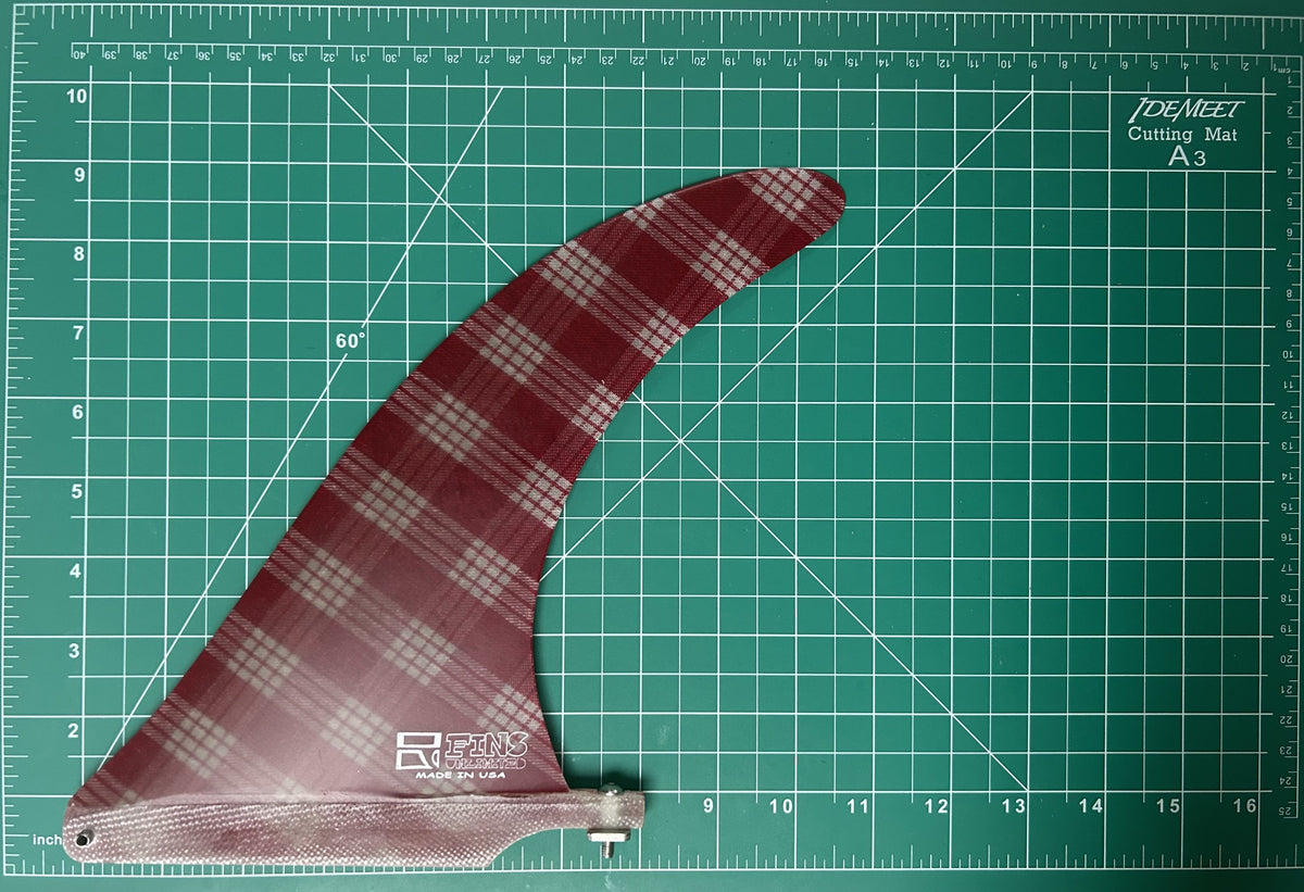 Kimo's Surf Hut designed Red Palaka 9" Fiberglass Longboard Fin