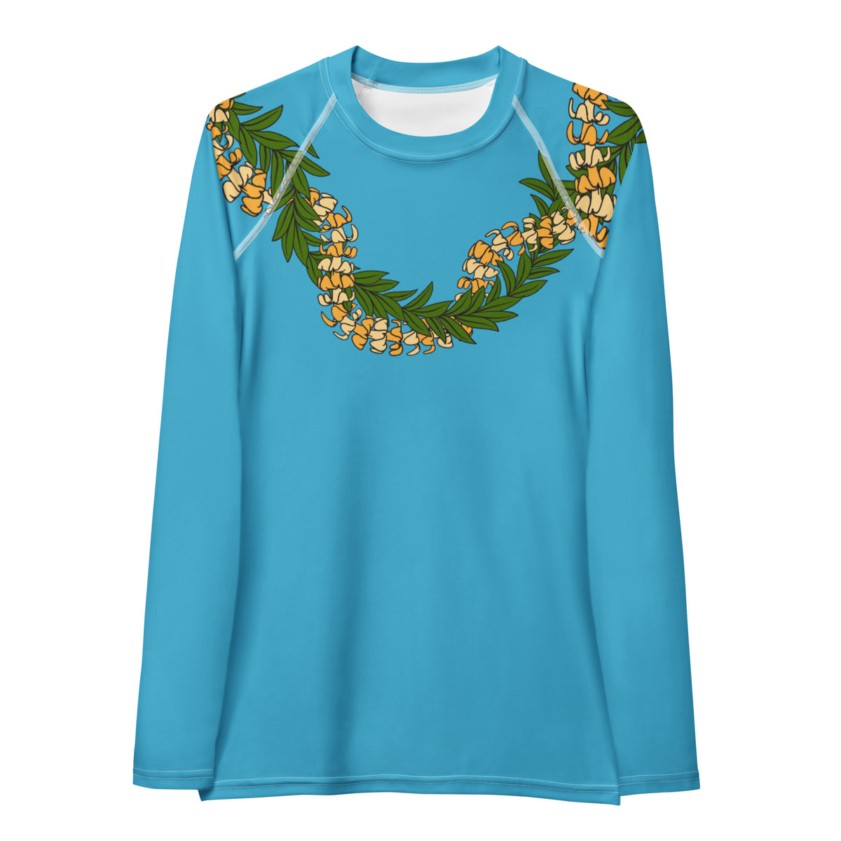 Kimo's Surf Hut Flower Lei: Puakenikeni and Maile Long Sleeve Blue Wom
