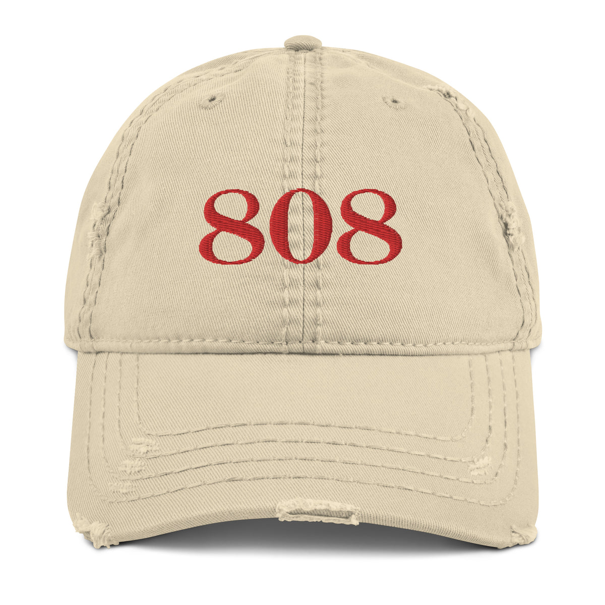 Kimo's Surf Hut Embroidered Logo 808 (in Red) Distressed Dad Hat